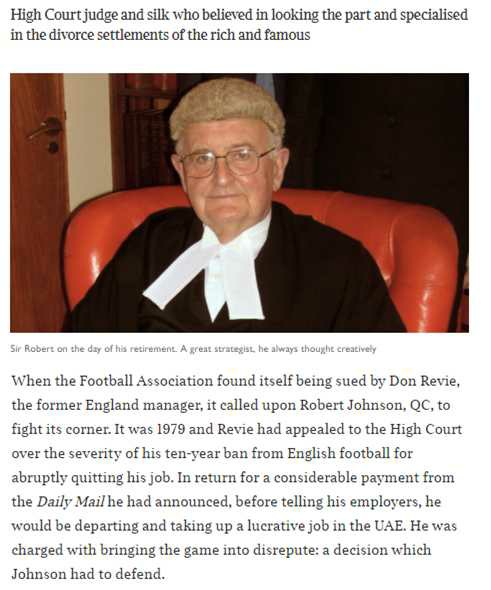 Sir Robert Johnson, QC – Obituary – Old Fullerians' Association