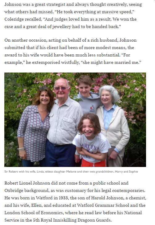 Sir Robert Johnson, QC – Obituary – Old Fullerians' Association